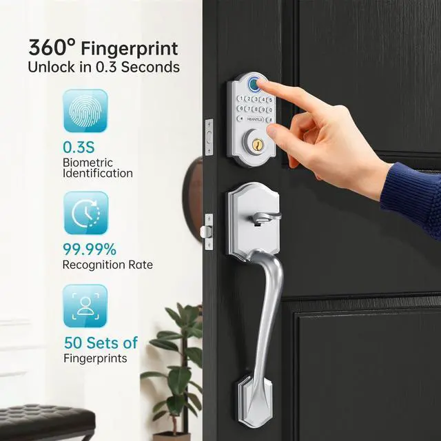 Front Door Handle with Keypad Lock-HEANTLE Keyless Entry Door Locks ...