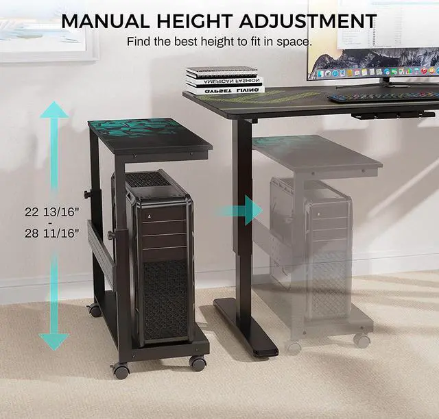 Height Adjustable Computer Tower Stand, ATX-Case CPU Holder Under Desk ...