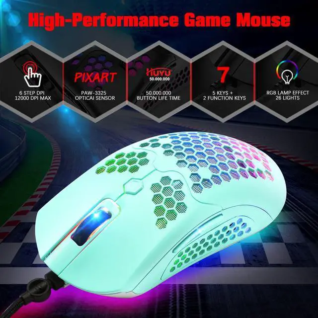 Zhhcyyds M5 RGB Lightweight Wired Gaming Mouse with 12000 DPI 6 ...