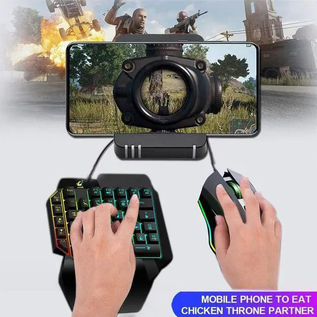 Zhhyyds T1 One Handed Gaming Keyboard and Mouse Combo, Rainbow Backlit ...
