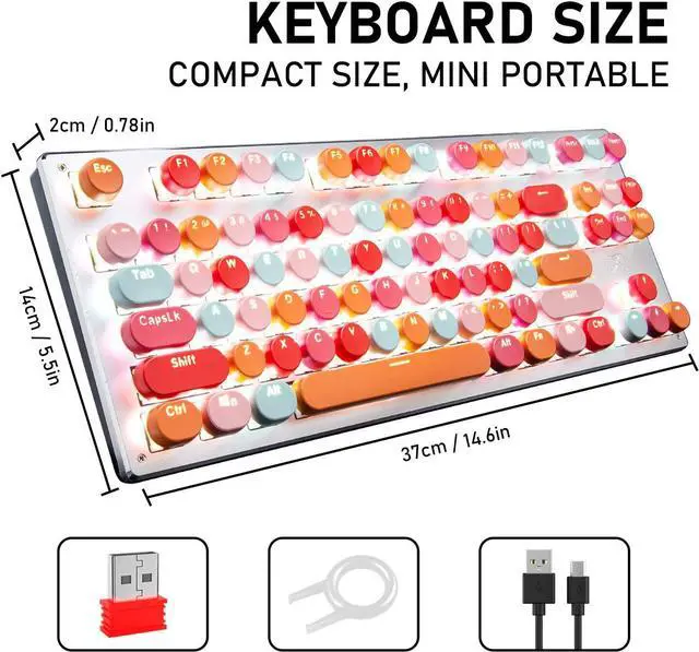 Zhhcyyds RF87 Bluetooth Mechanical Gaming Keyboard, Led Backlit 87 Anti ...