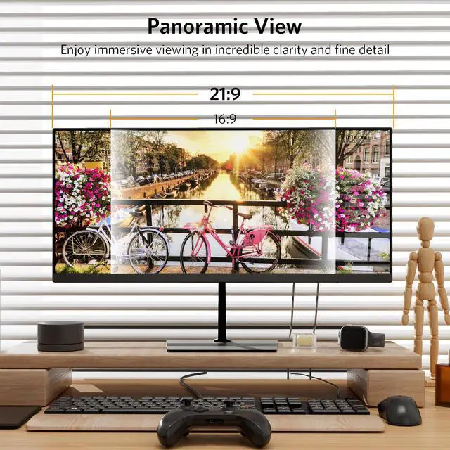 Fiodio 23H2F 24" 21:9 75Hz Computer Monitor, 2560x1080P Ultra Wide Full ...