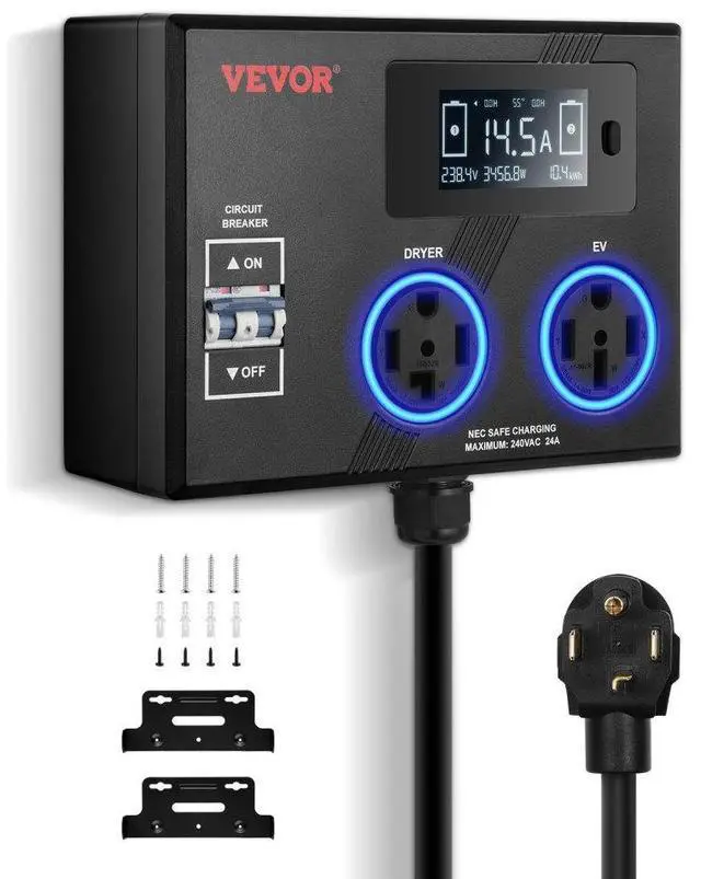 NEMA Splitter for Dryer and EV NEMA 14-30P 14-30R/14-50R 3.4'' LCD ...