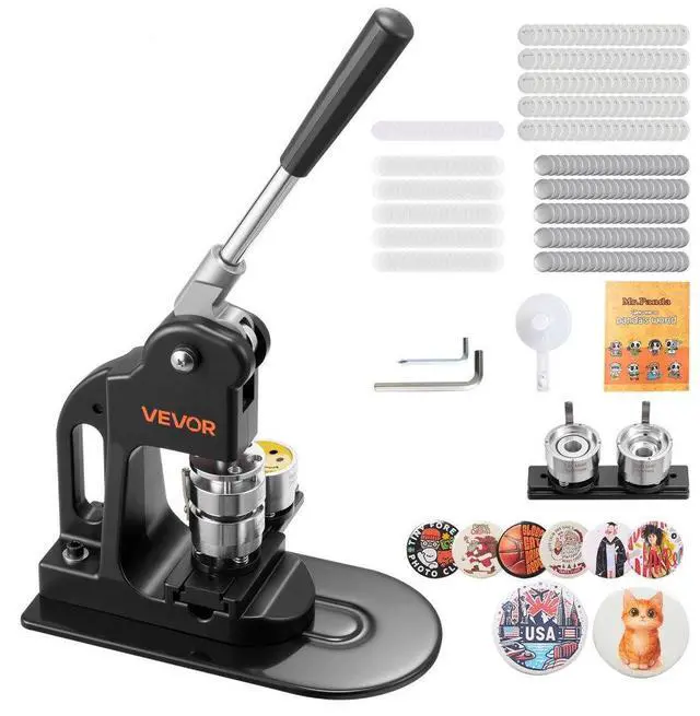 VEVOR Button Maker Machine, 1.25 in, Pin Maker Machine with 500pcs ...