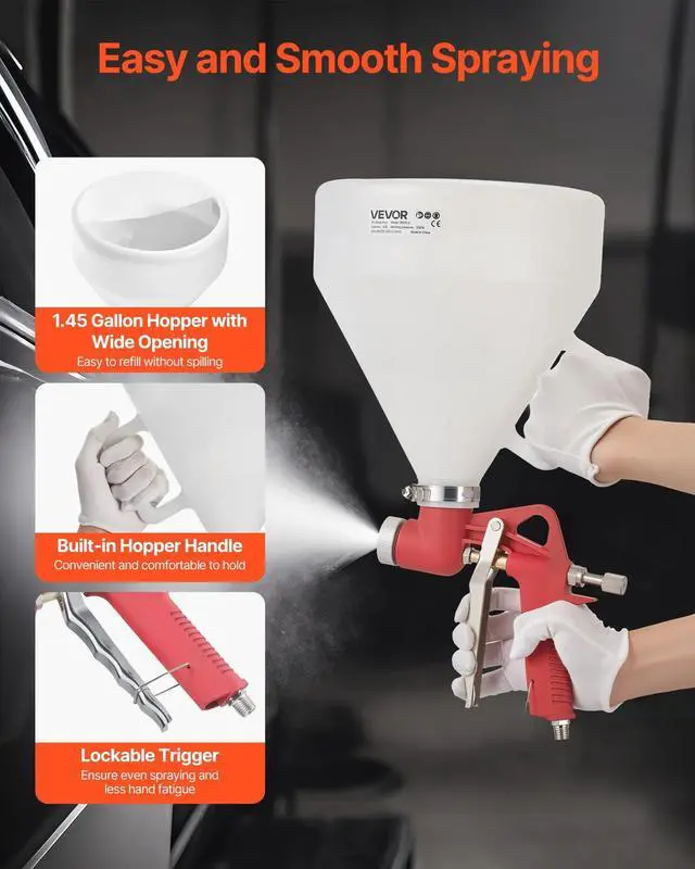 VEVOR Air Texture Spray Gun Drywall Texture Sprayer with 3 Nozzles 3 ...