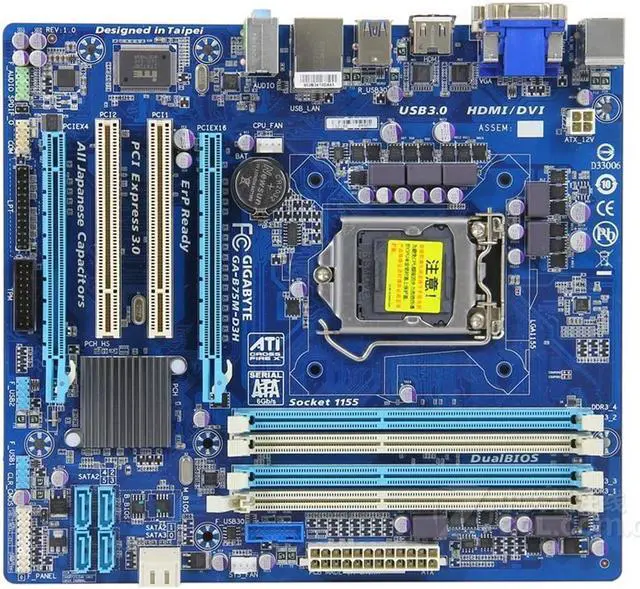 Refurbished: GIGABYTE GA-B75M-D3H LGA 1155 Intel B75 DDR3 32GB Micro ...