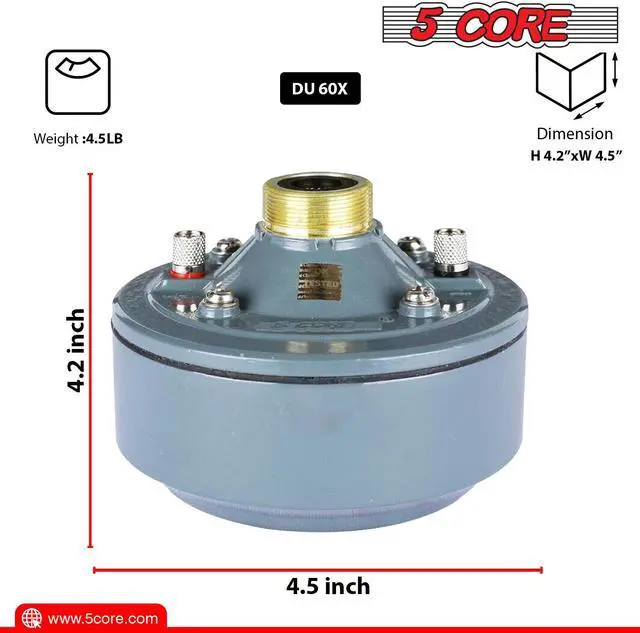 5 Core PA Horn 22 inch Waterproof Long Range Trumpet Horn + 1 ...