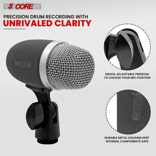 5 Core Conga Mic Cardioid Dynamic XLR Microphone For Kick Drum Snare ...