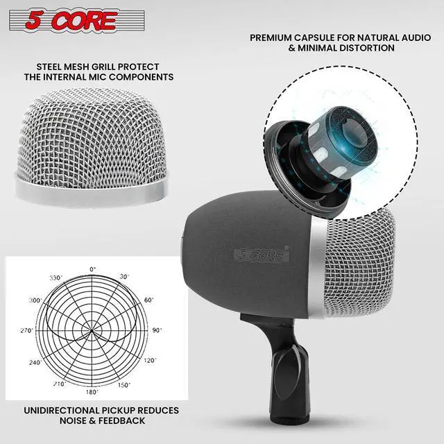 5 Core Conga Mic Cardioid Dynamic XLR Microphone For Kick Drum Snare ...