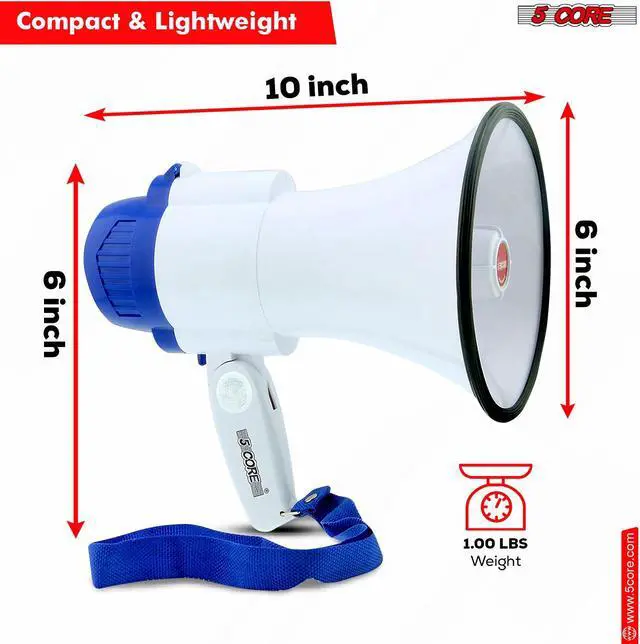 5 Core Megaphone Bullhorn Speaker 30W Bull Horn Battery Power Mini ...