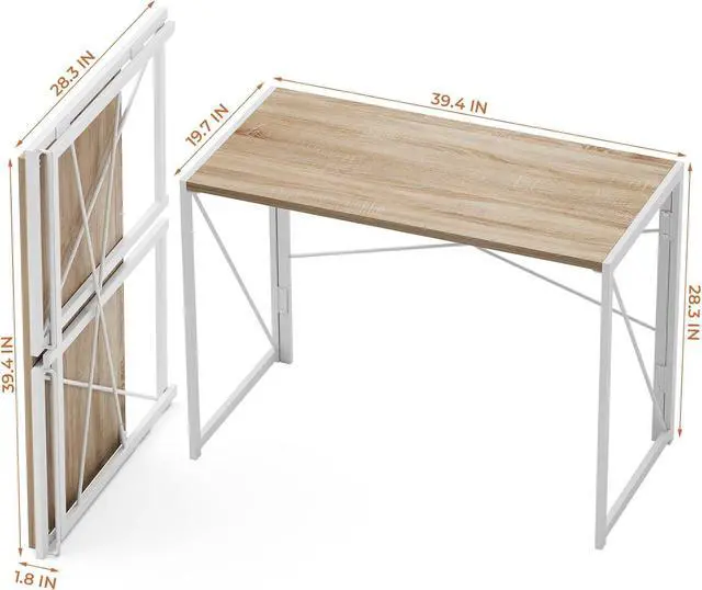 Coavas Folding Desk No Assembly Required, 39.4 inch Small Foldable Desk ...