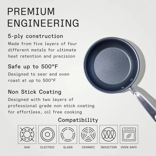 Made In Cookware - ProCoat 8" Non Stick Frying Pan (Graphite) - 5 Ply ...