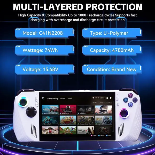 74WH C41N2208 4ICP5/42/79 Laptop Battery for ASUS ROG Ally (2023) RC71L ...