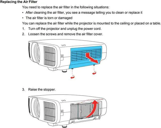 Jaspertronics Replacement Air Filter for select Epson Projectors ...