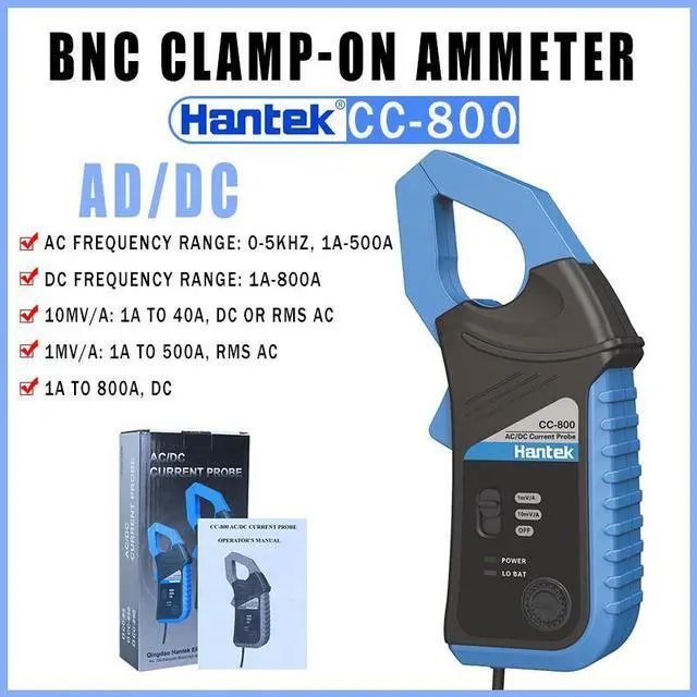 Hantek AC/DC Current Clamp Meter CC-800 Current Probe for Oscilloscope ...