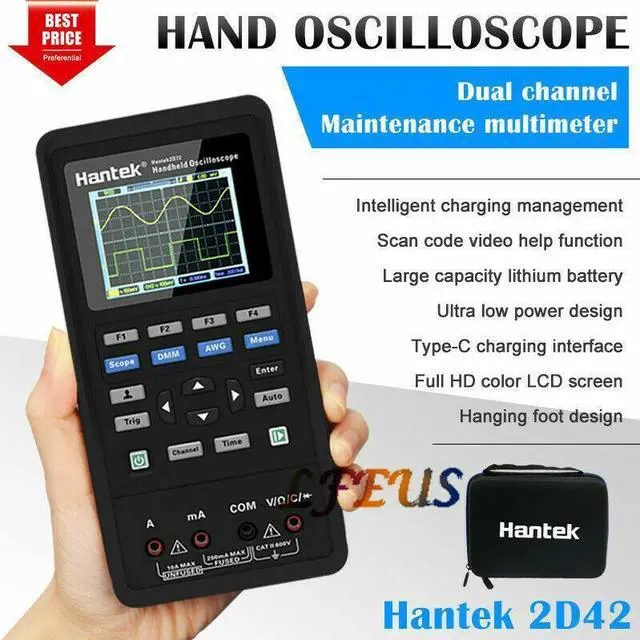 Hantek 2D42 2 Channel 3in1 Handheld oscilloscope DMM Multimeter tester ...