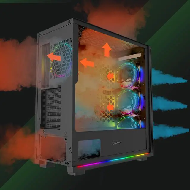 GAMEMAX Trooper Mid-Tower ATX PC Gaming Case, Pre-Installed 3X 120mm ...