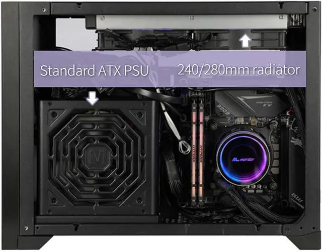 ALmordor Sharky 170I ITX Black 280mm Radiator Support, Fully Meshed ...