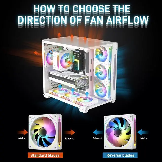 DARKROCK R120-2-Pack 120mm Reverse Installed Infinite Mirror Design PC ...