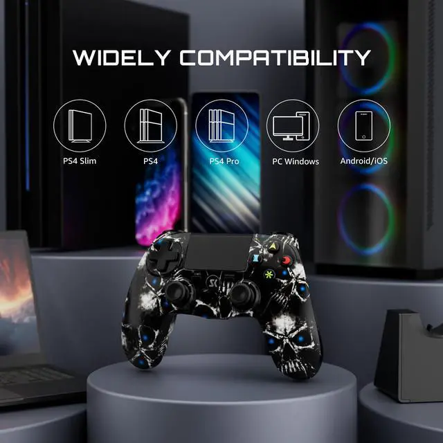 ISHAKO Wireless Controller For PS4/PC Windows,Double Shock, 6-Axis Gyro ...