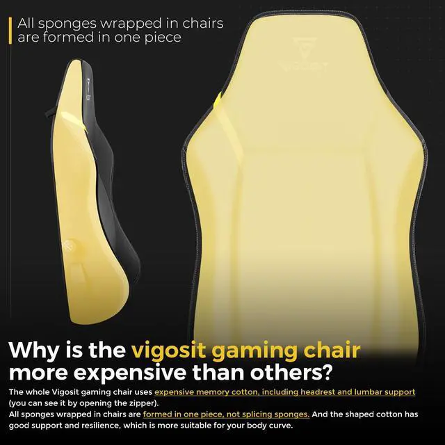 Vigosit Gaming Chair Office Chair with Magnetic headrest, 4D Armrest ...