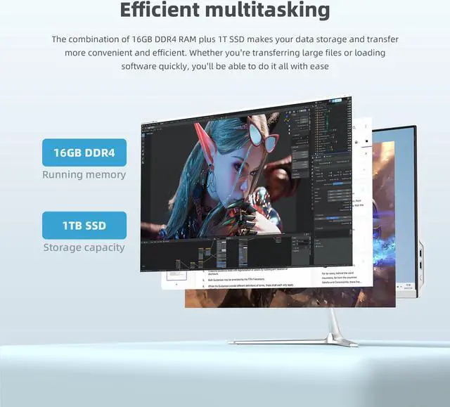 JUSTTHINK 23.8 Inches All-in-One PC Intel Celeron N5095 16GB DDR4 RAM+ ...