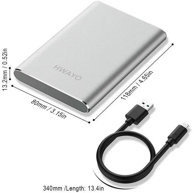 HWAYO 320GB Portable External Hard Drive, USB3.1 Gen 1 Type C Ultra ...