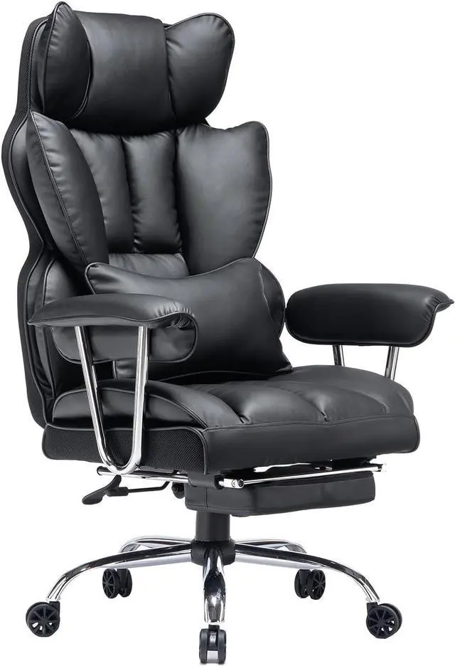 Leather office chair with footrest store