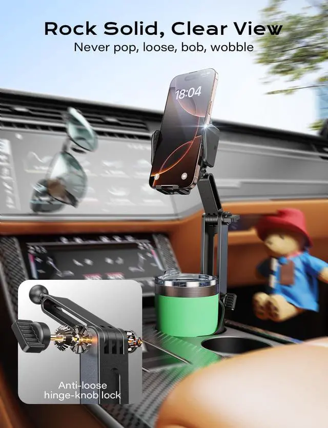 TAZENI 2 in 1 Cup Holder Phone Mount for Car Bottle Friendly Cup Phone ...