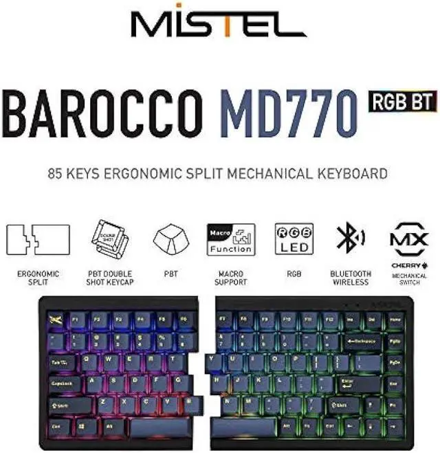 Mistel BAROCCO MD770 RGB Wired + Wireless Bluetooth TKL Split ...