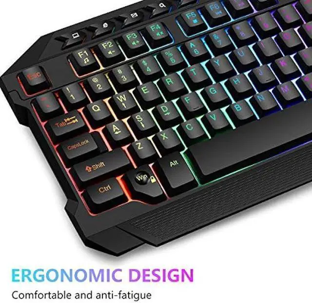 BAKTH Multiple Color LED Rainbow Backlit Wired Gaming Keyboard and ...