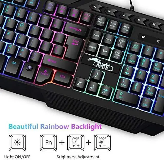 BAKTH Multiple Color LED Rainbow Backlit Wired Gaming Keyboard and ...