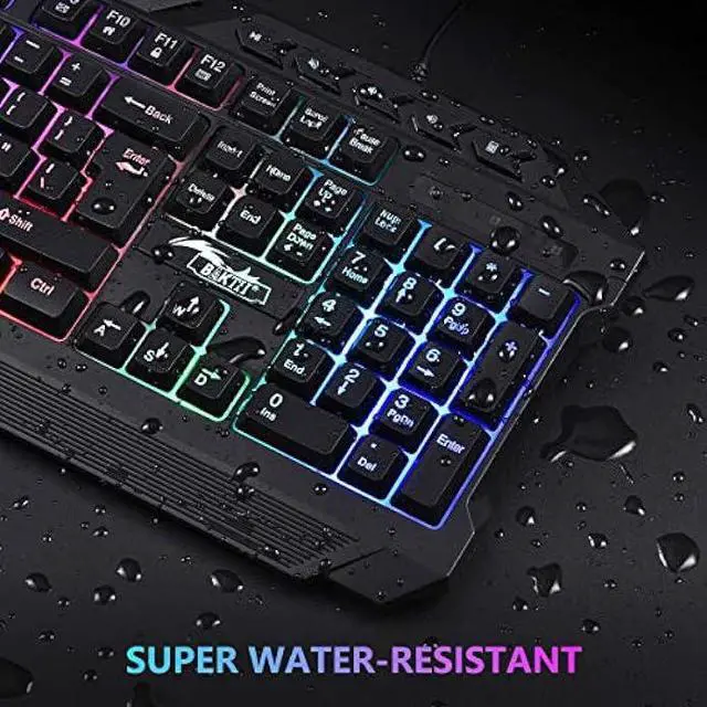 BAKTH Multiple Color LED Rainbow Backlit Wired Gaming Keyboard and ...