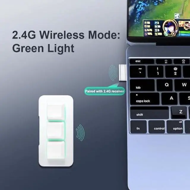 PCsensor 3-Key Mini Keypad 2.4G Wireless USB 2 in 1 Mechanical Gaming ...