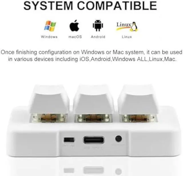 PCsensor 3-Key Mini Keypad 2.4G Wireless USB 2 in 1 Mechanical Gaming ...