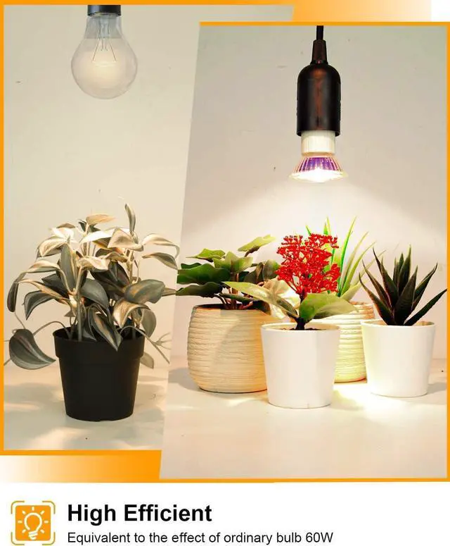 DOMMIA Grow Light Bulbs,Full Spectrum Plant Light for Indoor Plants ...