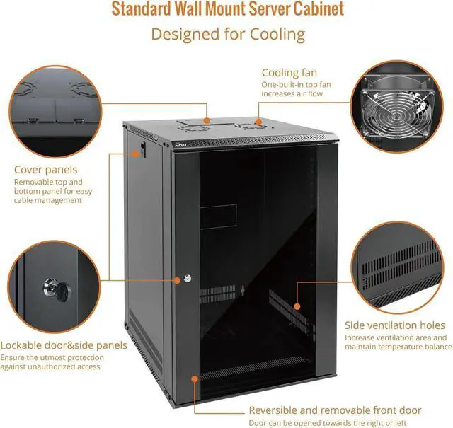 Tecmojo 18U Wall Mount Rack Network Cabinet for 19" IT Equipment,with ...