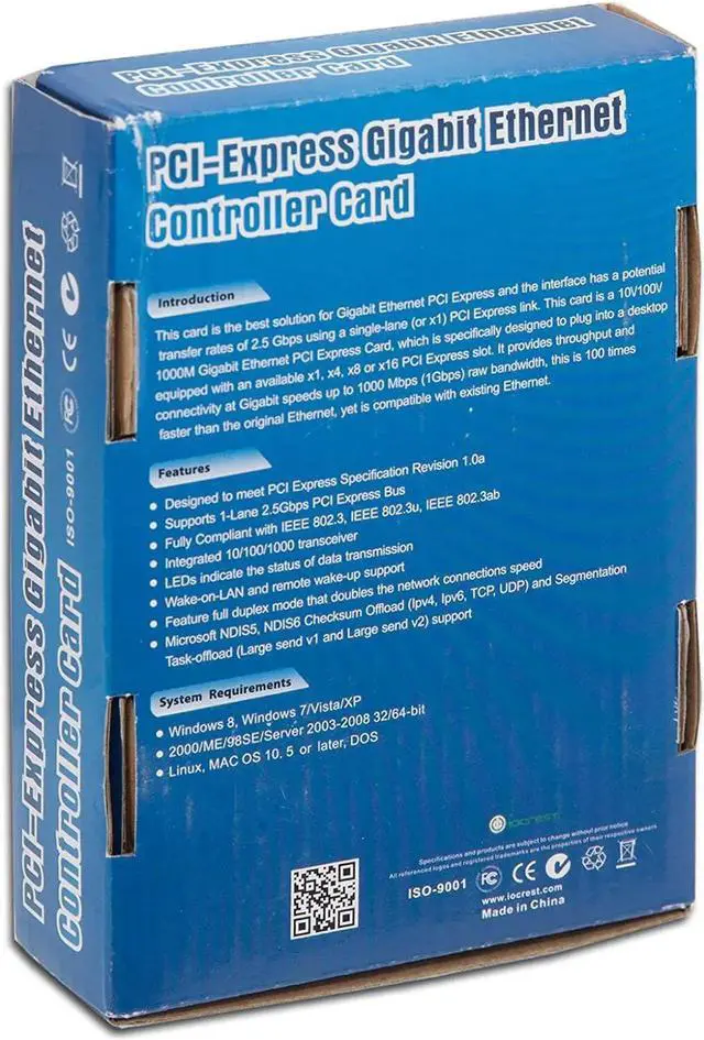 JAENFONG I/O Crest Single Gigabit Ethernet PCI Express 2.1 PCI-E x1 ...