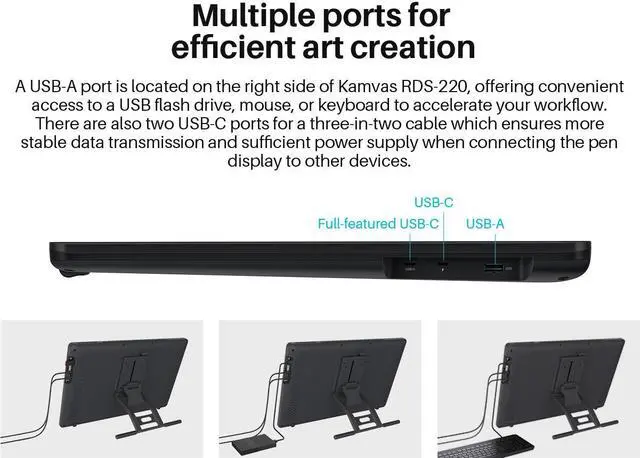 Huion Kamvas RDS-220 2.5K QHD Pen Display, 21.5 Inch Graphic Drawing Tablet with 145% sRGB, Tilt ...