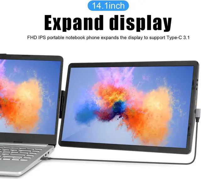 1 Set 14.1 Inch Laptop Expansion Screen Support Type-C 3.1 High Clarity ...
