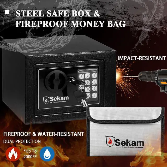 SEKAM Steel Small Money Safe Box for Home Office with Fireproof Money ...