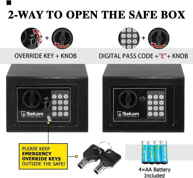SEKAM Steel Small Money Safe Box for Home Office with Fireproof Money ...
