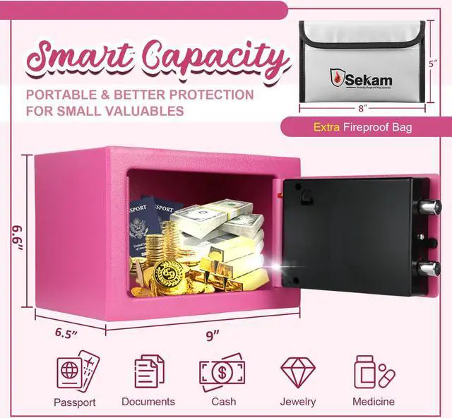 SEKAM Steel Small Money Safe Box for Home Office with Fireproof Money ...