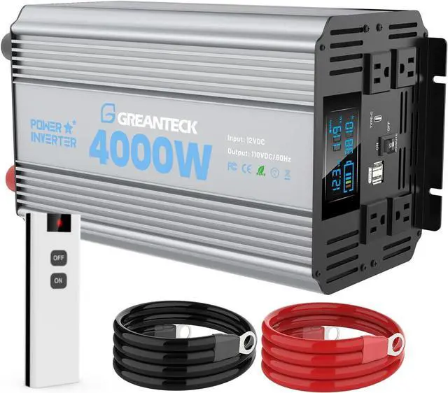 4000 Watt Modified Sine Wave Inverter, 12V Power Four 110 / 120V DC to ...
