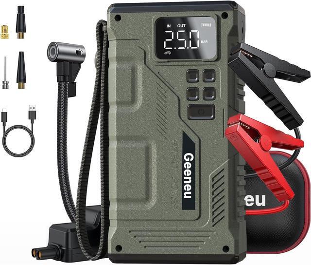 Portable Jump Starter with Air Compressor 2500A Car Battery Jump Box with 150PSI Digital Tire Inflator for 8.5L Gas 7.0L Diesel 12V Battery Jumper Starter Power Pack Booster with Air Pump