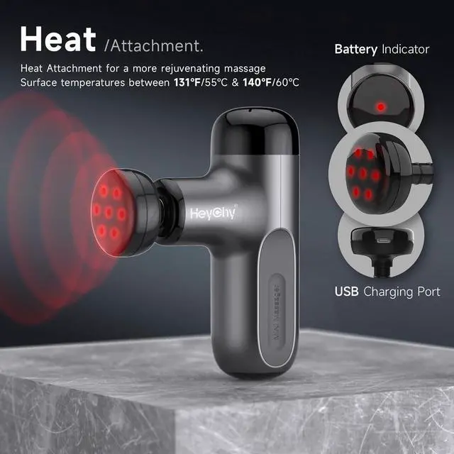 Mini Massage Gun with Heat, Deep Tissue Massage Gun, Portable ...