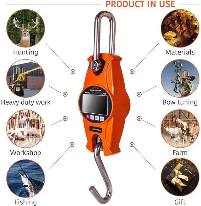 Digital Hanging Scale 660 LB 300 KG Cast Aluminum Case - Professional ...