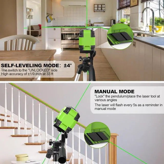 Laser Level with Tripod, HUEPAR 98Ft Self Leveling Laser Level Green ...