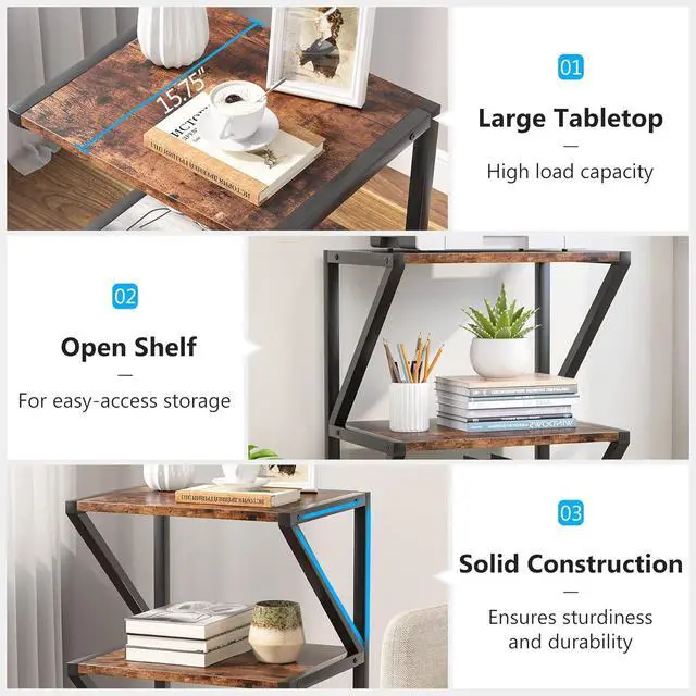 Printer Stand, 3-Tier Rolling Cart Under Desk Storage, Industrial ...