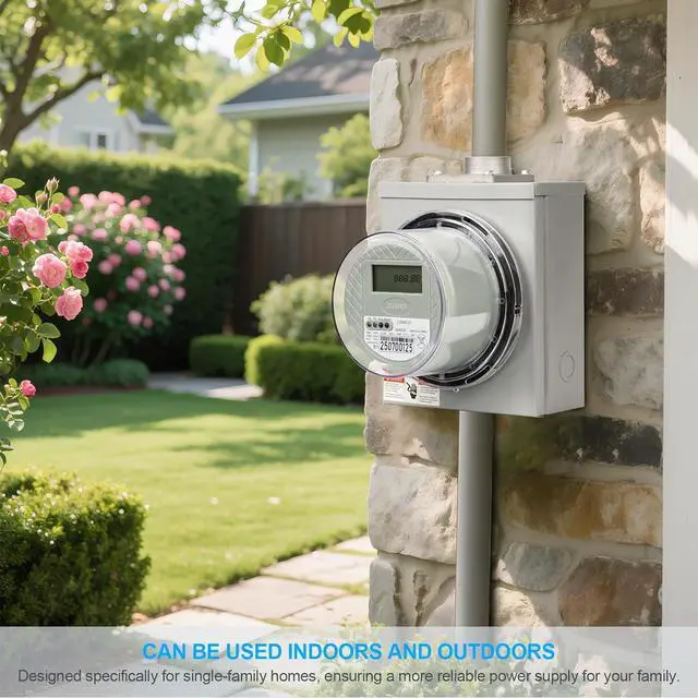 100 Amp Meter Socket, 4 Jaw Meter Base, 600V 3 Wire Ring Type, with ...